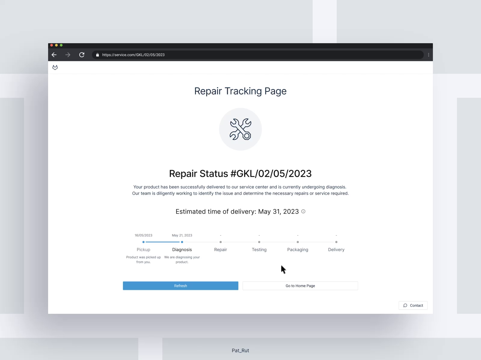 Repair Tracking Page by Patrycja Rutecka on Dribbble