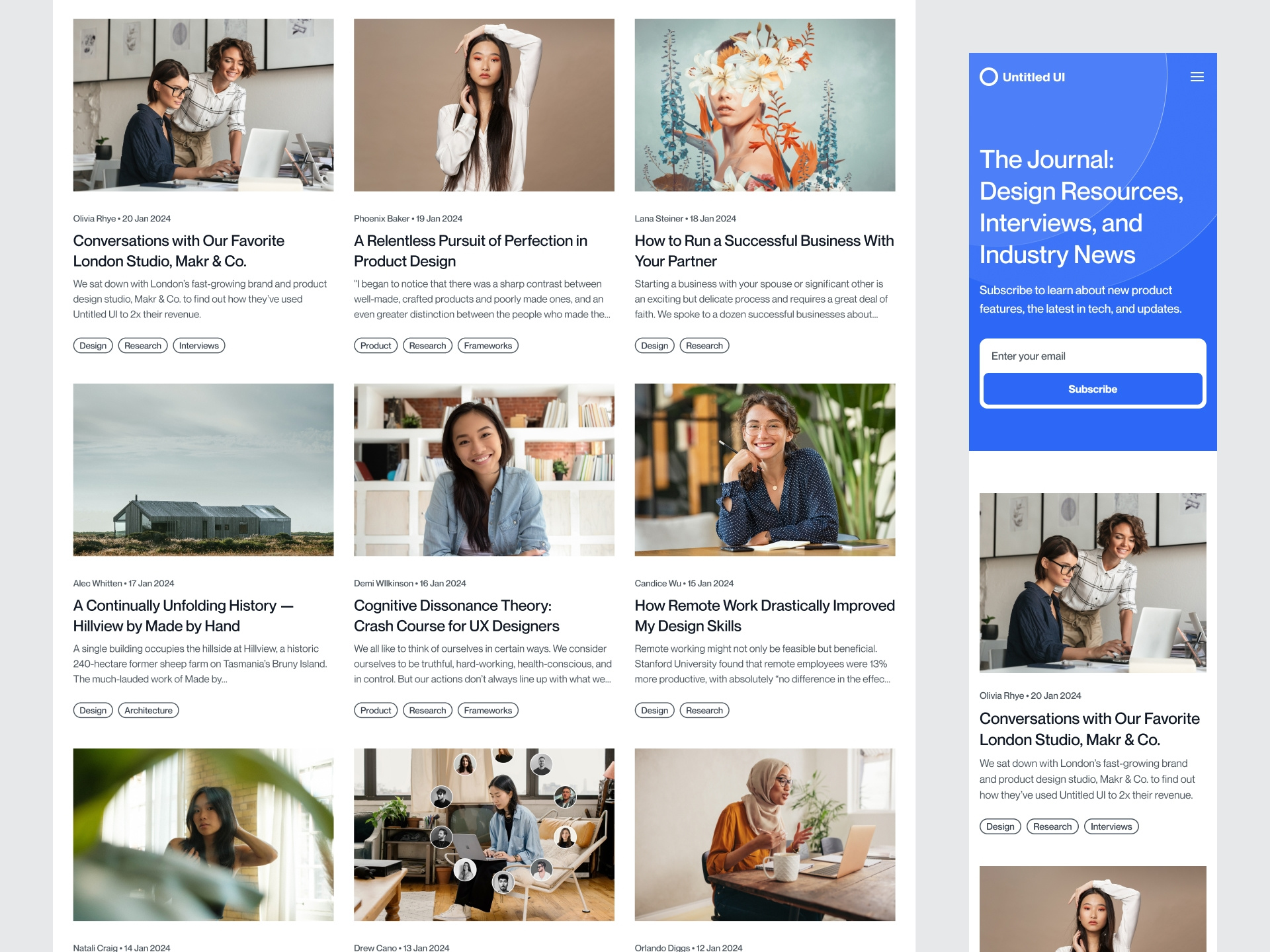 Blog home page — Untitled UI by Jordan Hughes® on Dribbble