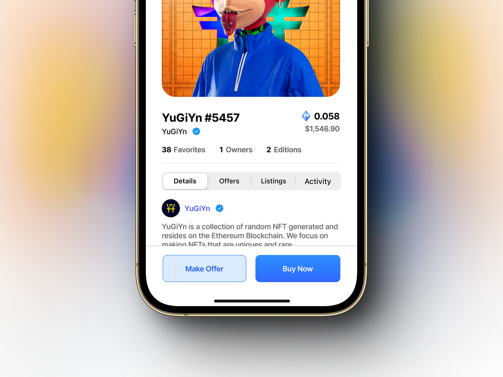 NFT details screen by Matthias on Dribbble