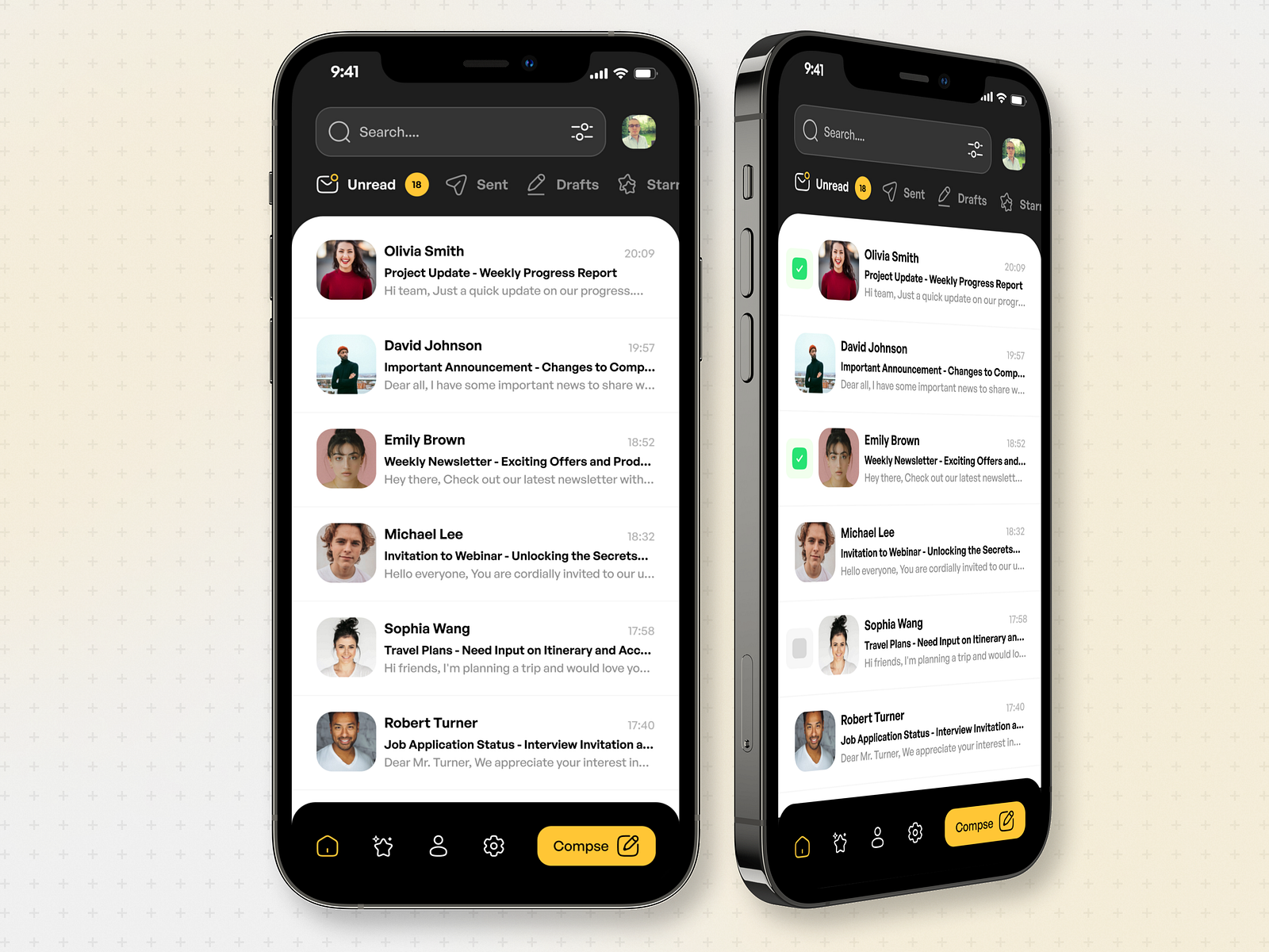 E-mail app design by Ádám Görög on Dribbble