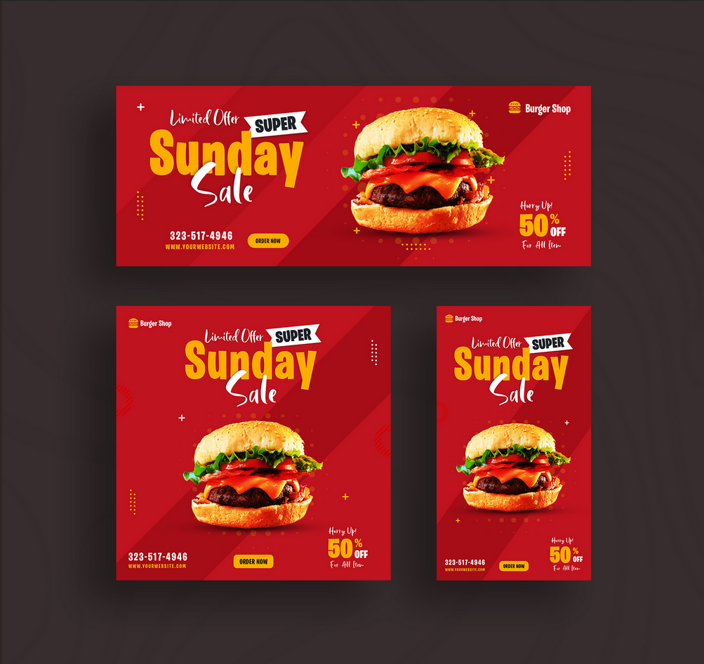 Social Media Banner Design For Burger Shop & Restaurent by Taspiya Noor ...