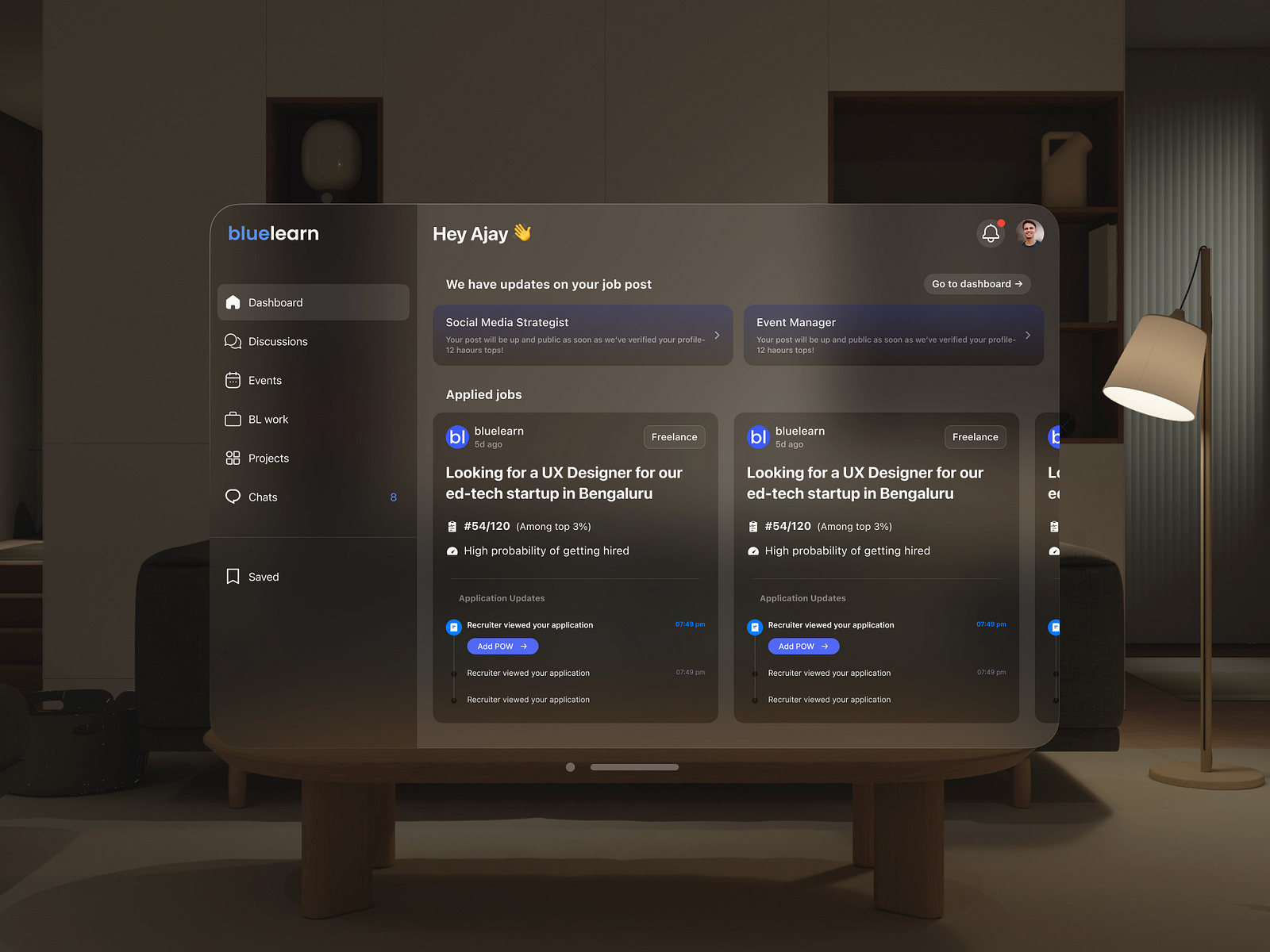 Interactive Dashboard for bluelearn on visionOS: Concept Design by Ajay ...