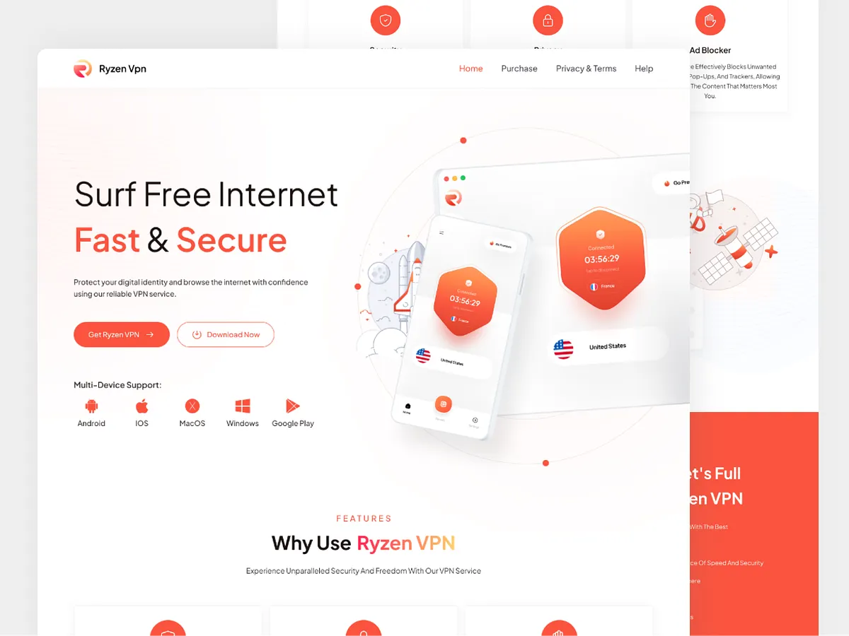 Vpn Landing Page designs, themes, templates and downloadable graphic ...