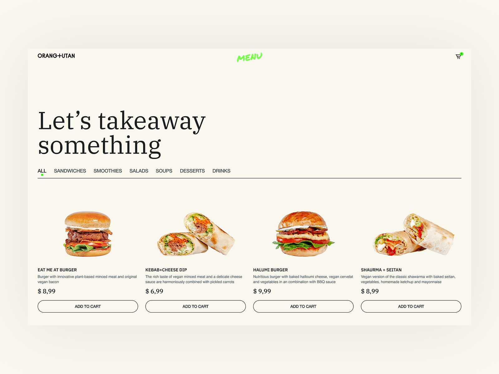 Vegetarian Bar Menu Page by Nataliia Romas’ on Dribbble
