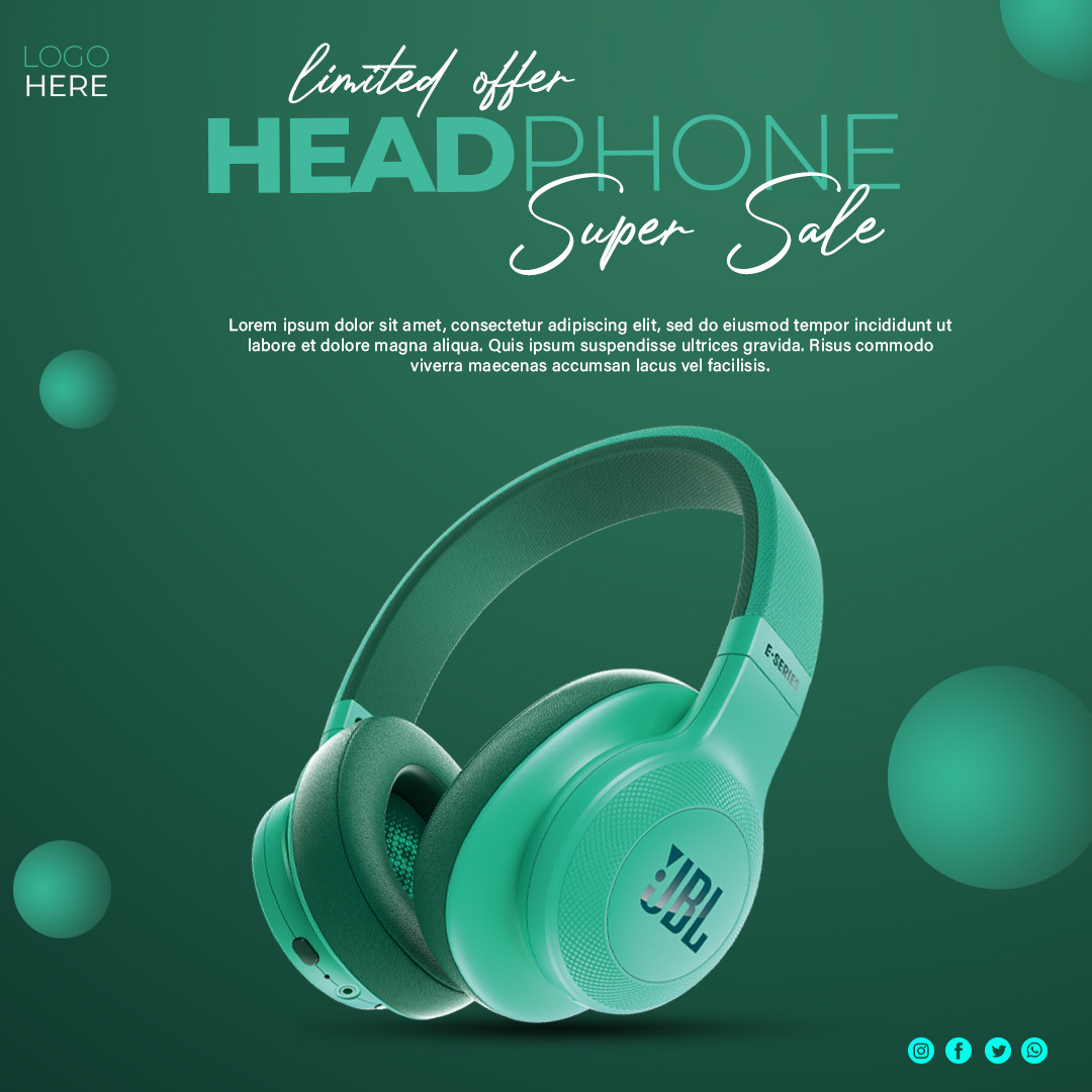 Headphone flyer design by Hussnain on Dribbble