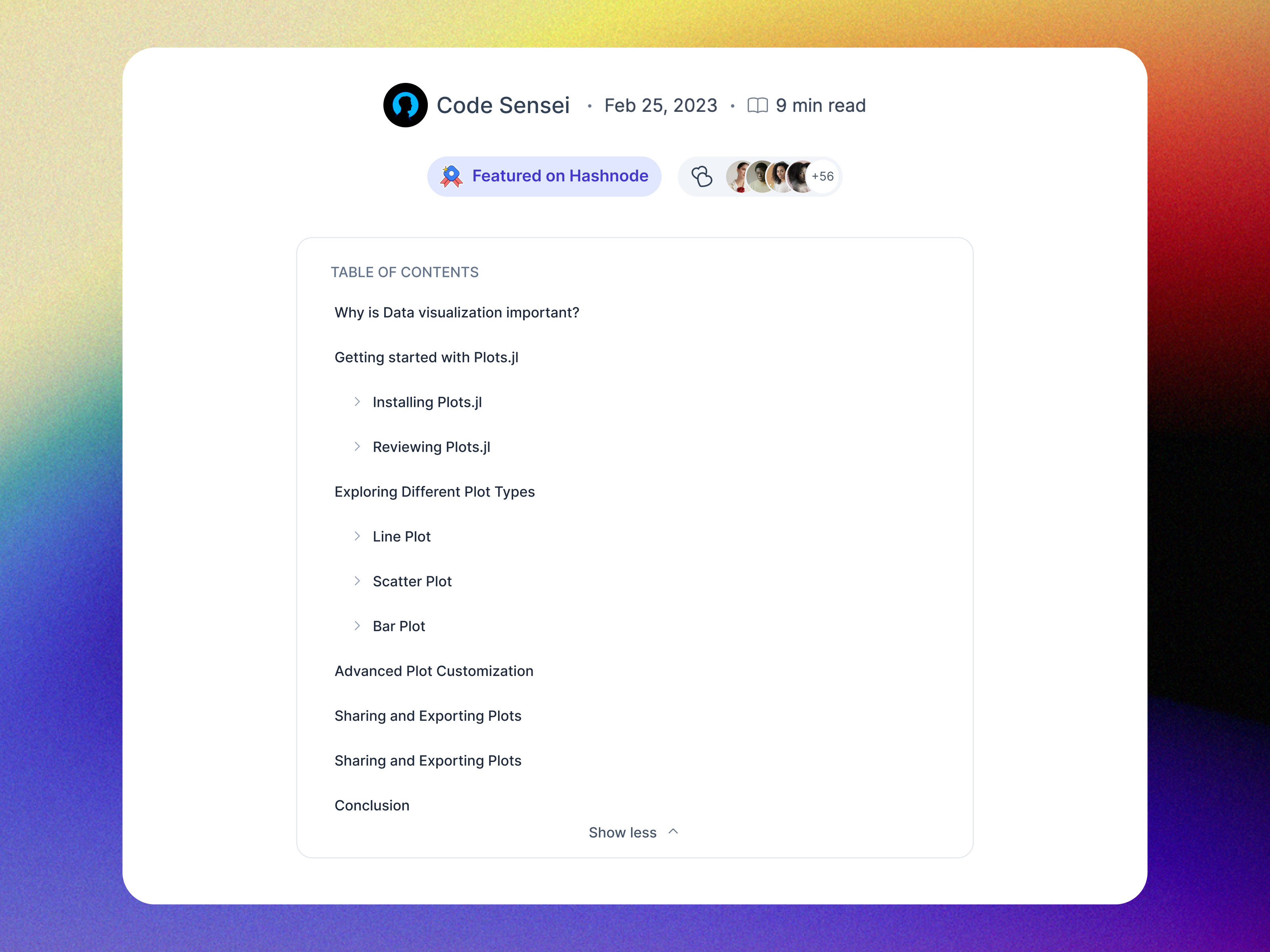 Table of contents by Pritam Paul for Hashnode on Dribbble