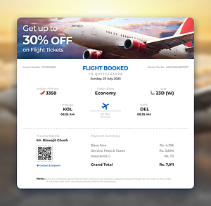 Flight Ticket - Purchase Receipt UI Design by Subhajit Ghosh on Dribbble