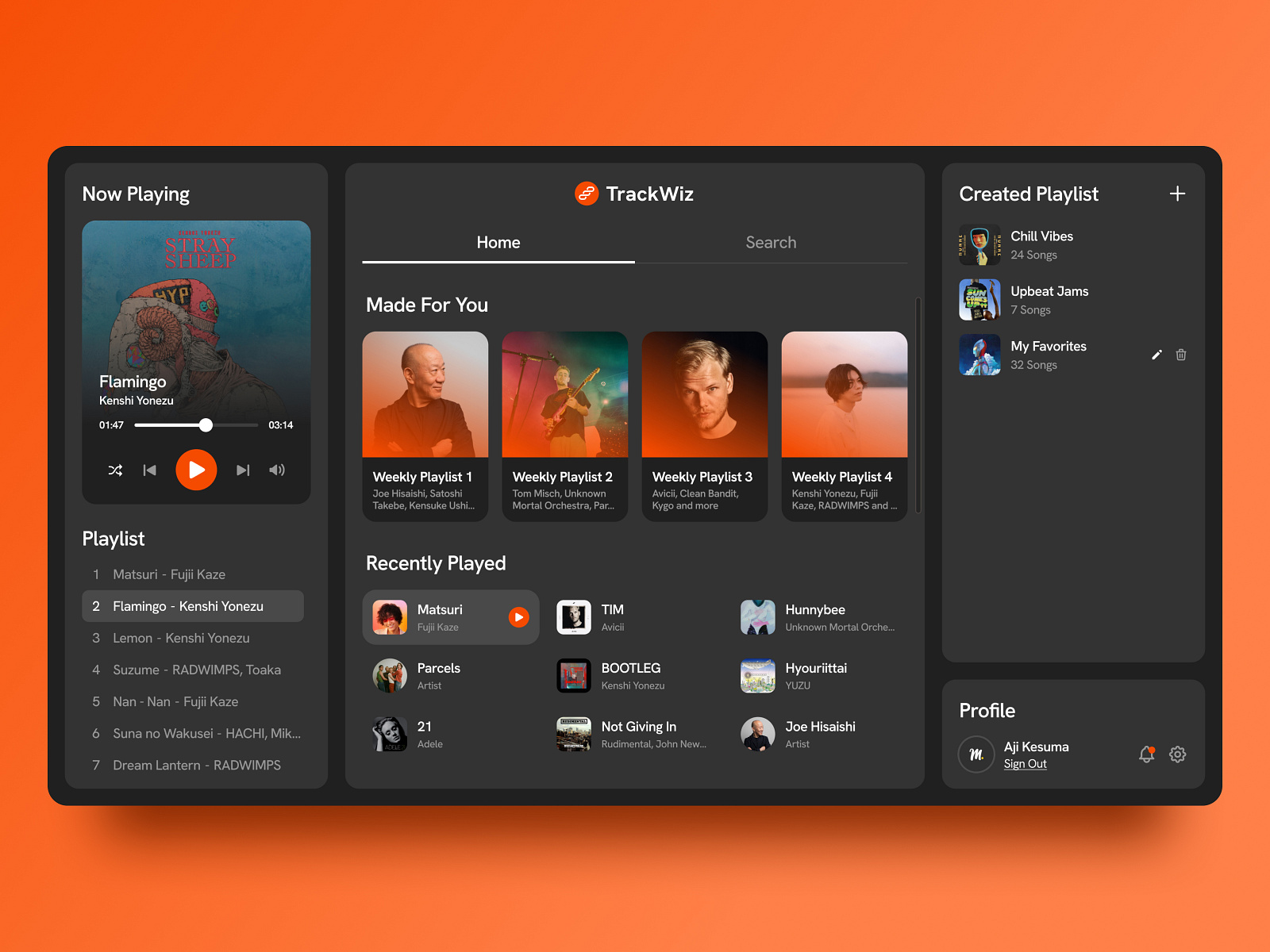 TrackWiz - Music Streaming App by Aji Kesuma Negara on Dribbble