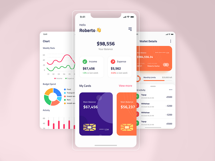 Banking Wallet iOS App Design by Ahmad S. Afandi for Peterdraw Studio ...
