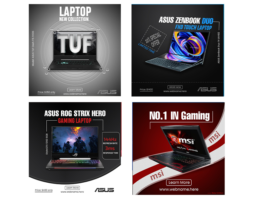 Gaming laptop social media static design by Mahfujur Rahman on Dribbble