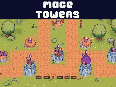 Mage Towers Pixel Art for Tower Defense by 2D Game Assets on Dribbble