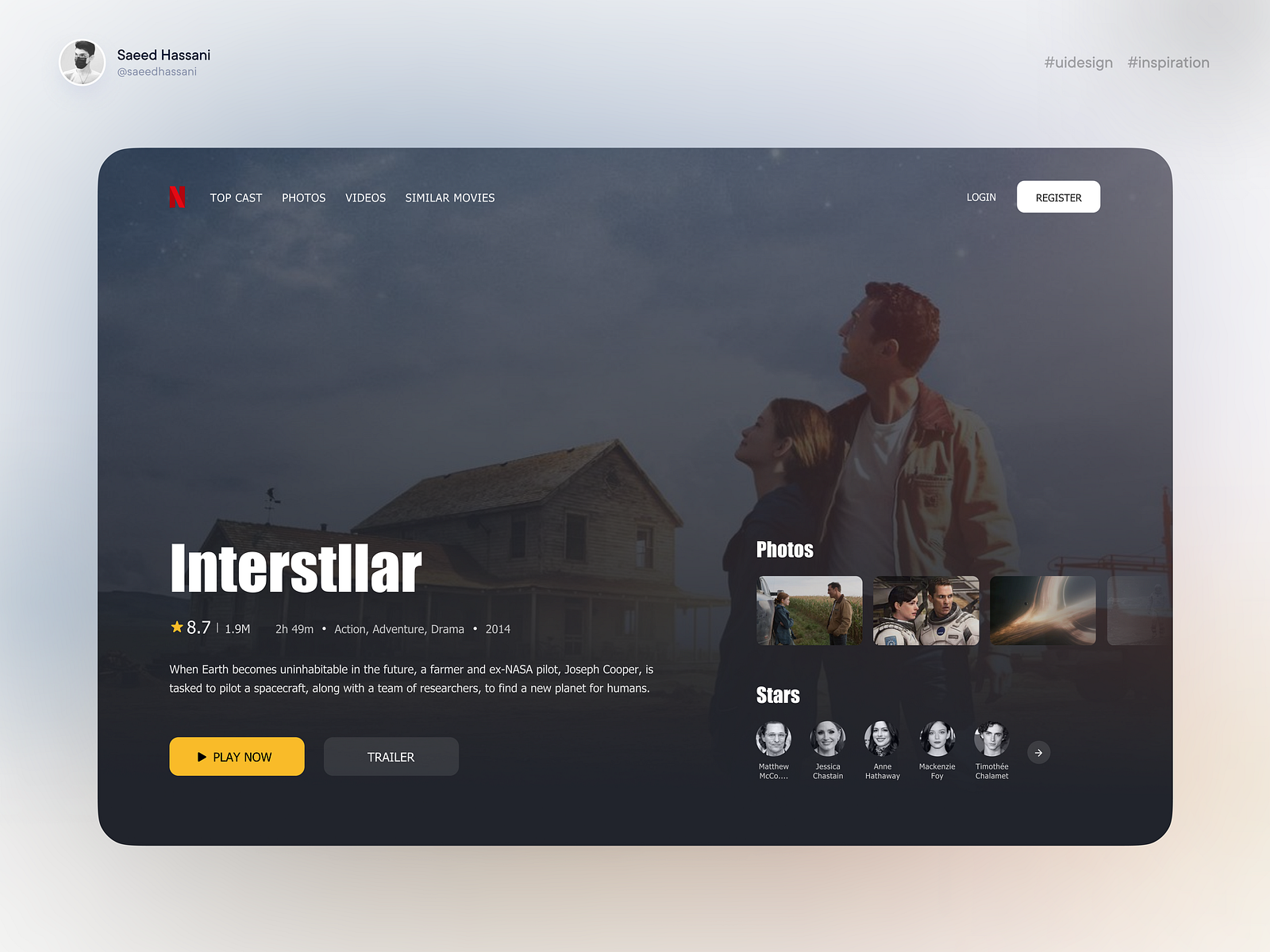 Interstellar movie page user interface design 🌌 by saeed on Dribbble