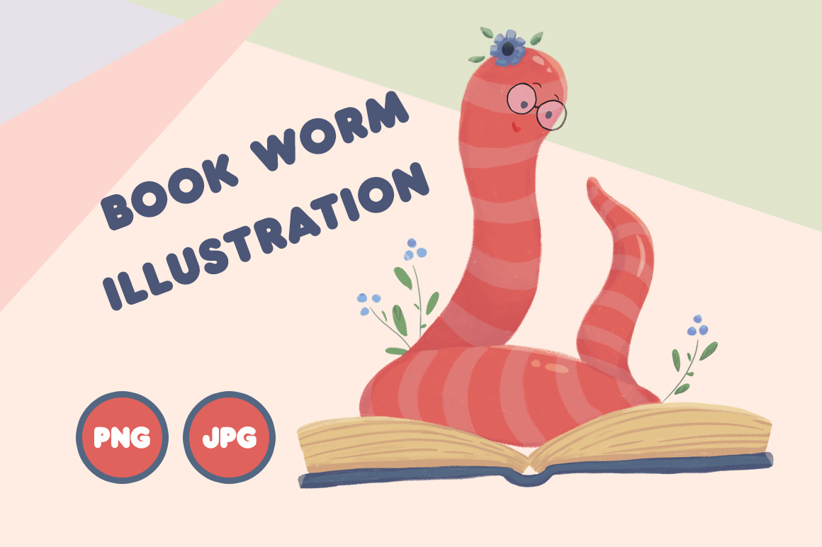 Cute Book Worm Reading a Book Illustration by sharareh monfared on Dribbble