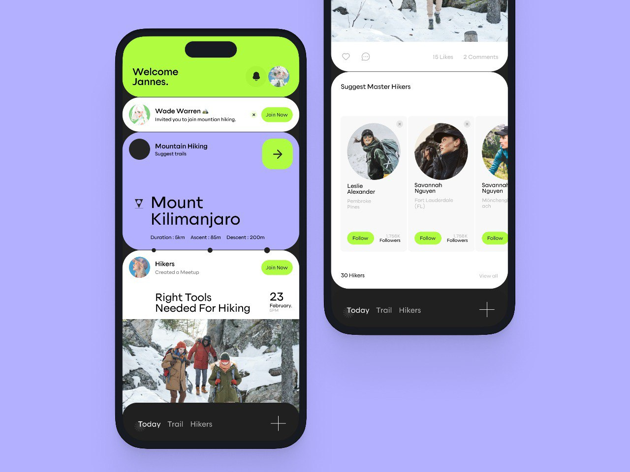 Hiking App UI by Sam Halpert for Awsmd on Dribbble