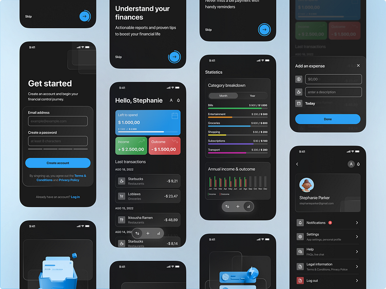 Budget control app by Adriana Franca on Dribbble