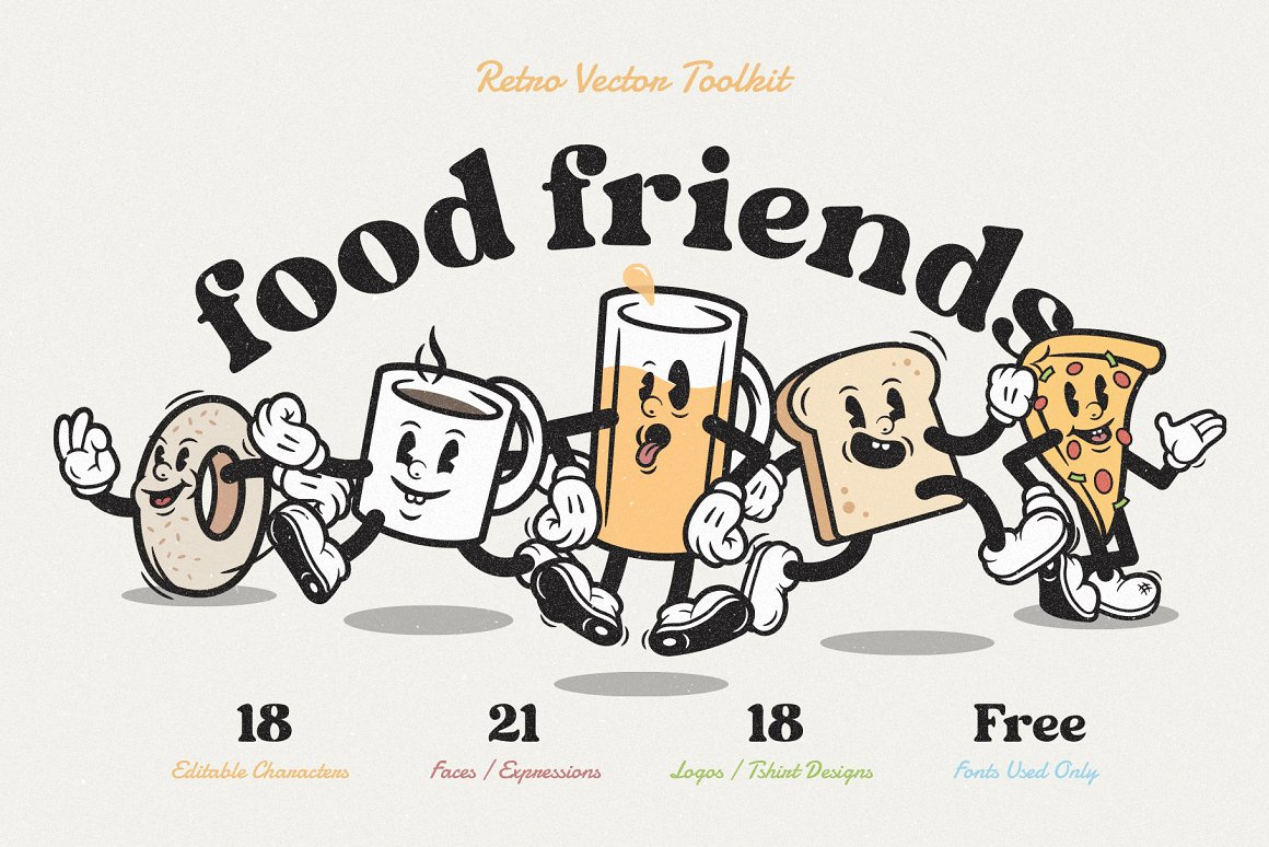 Food Friends Vintage Mascots & Logos by imam on Dribbble