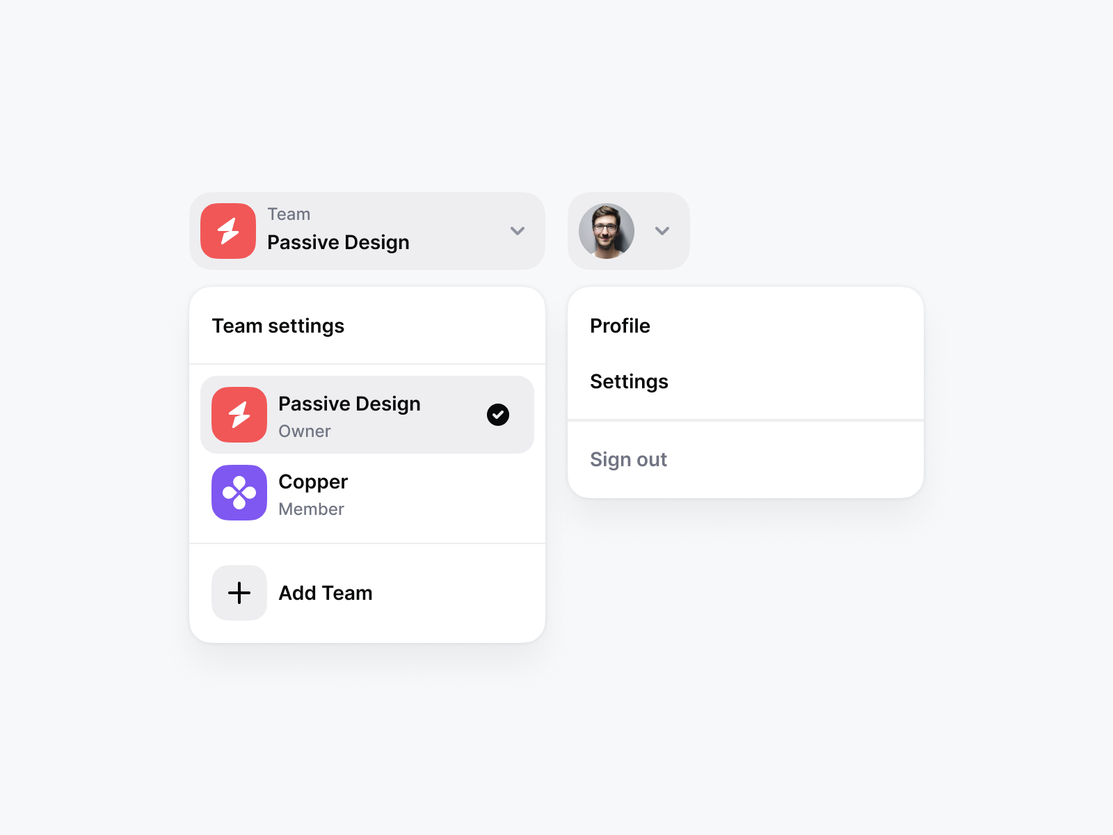 Team Account Switch by Markus on Dribbble