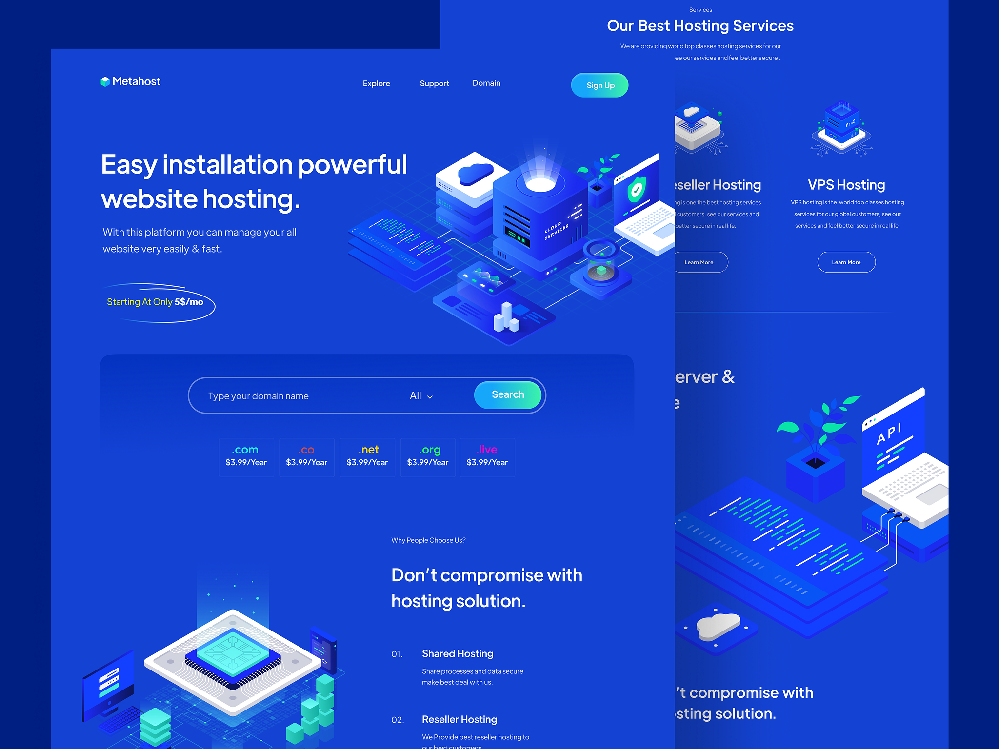 Domain/hosting service website landing page UI by Madhu Miah for Upnow Studio on Dribbble