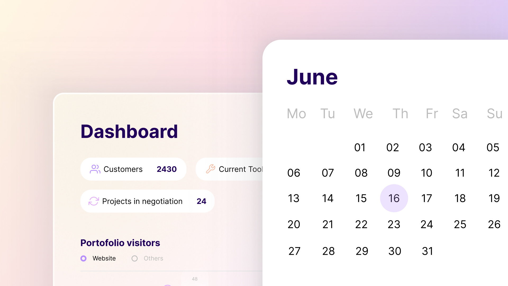 Diary - Calendar Dashboard by Valentina Design on Dribbble