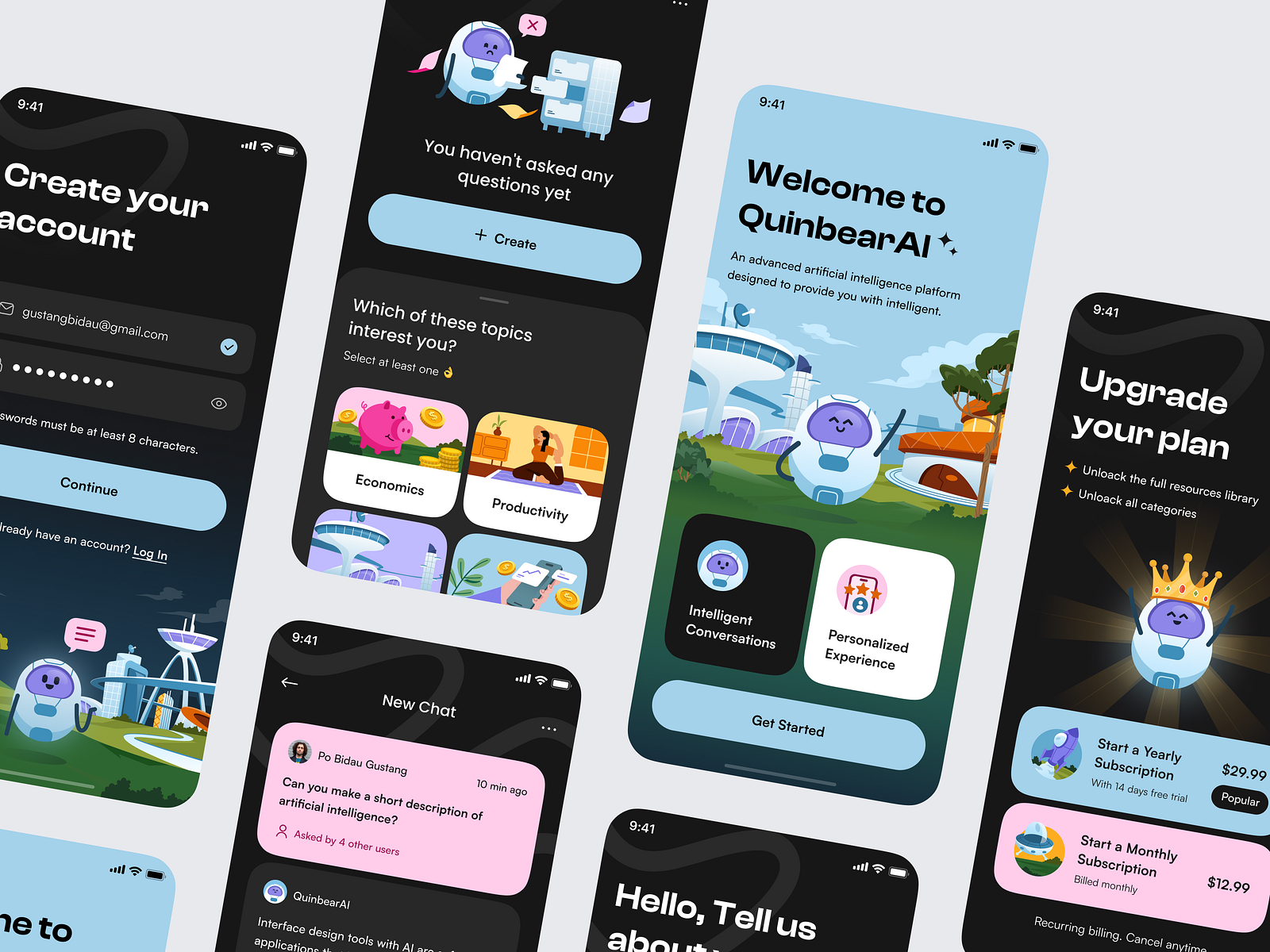 Chat AI Mobile App Design with Illustrations by Pandi Atuk on Dribbble