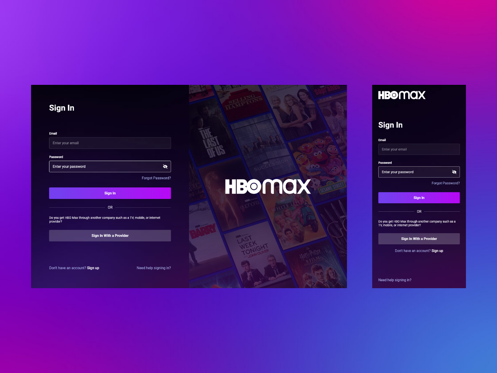 HBO Max - Sign In Page by Adnan Brkić on Dribbble