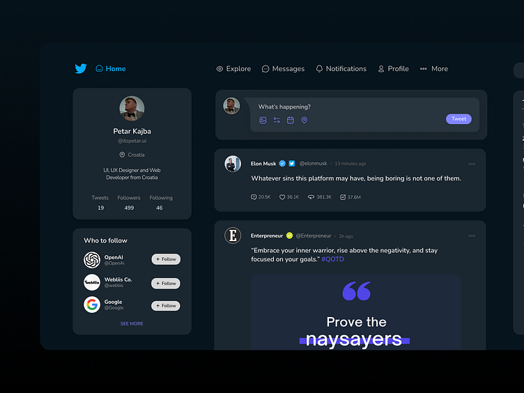 Revolutionizing Twitter: Modern UI Design of Twitter Website 🐦 by Petar ...