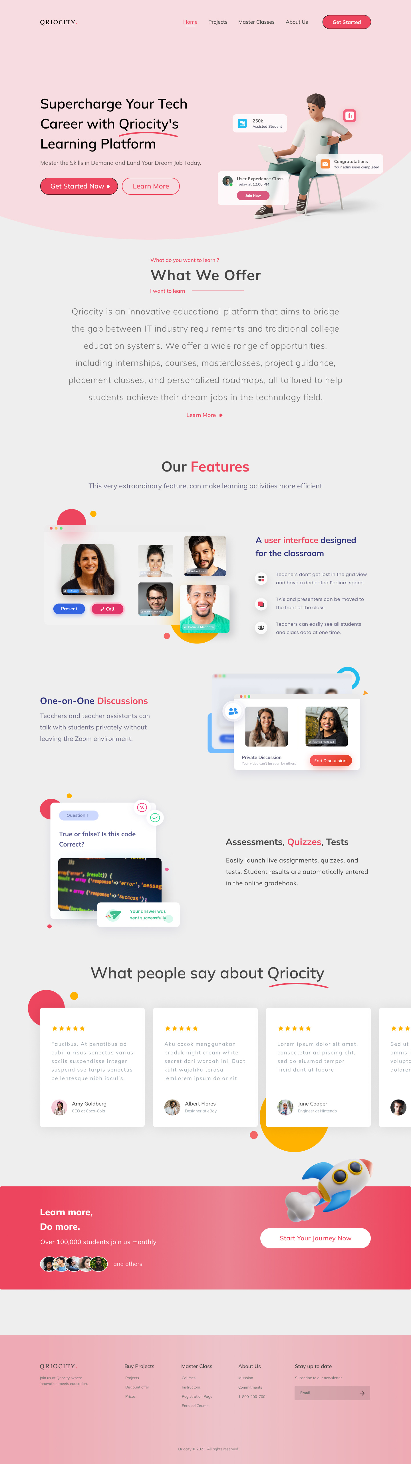 Qriocity - Course, Masterclass Website UI by Juned Shaikh on Dribbble