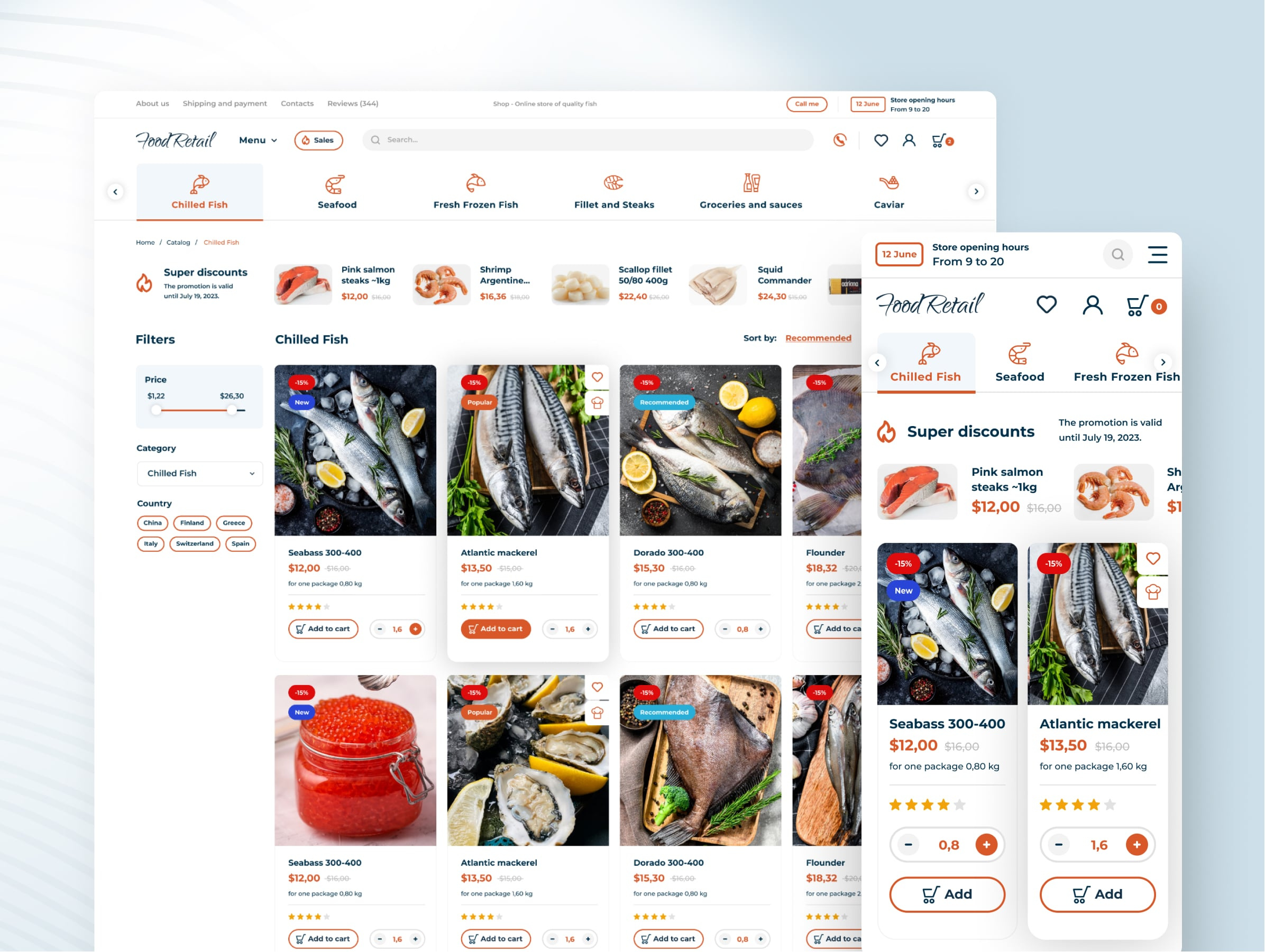 Seafood Shop Web & App Design by Alexey Chaika on Dribbble