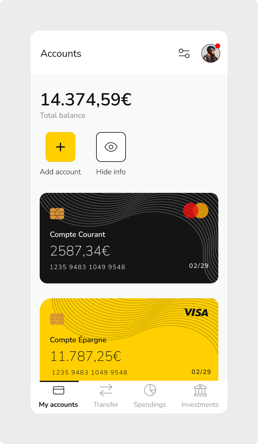 UI - Banking app dashboard by Benoit Husson on Dribbble