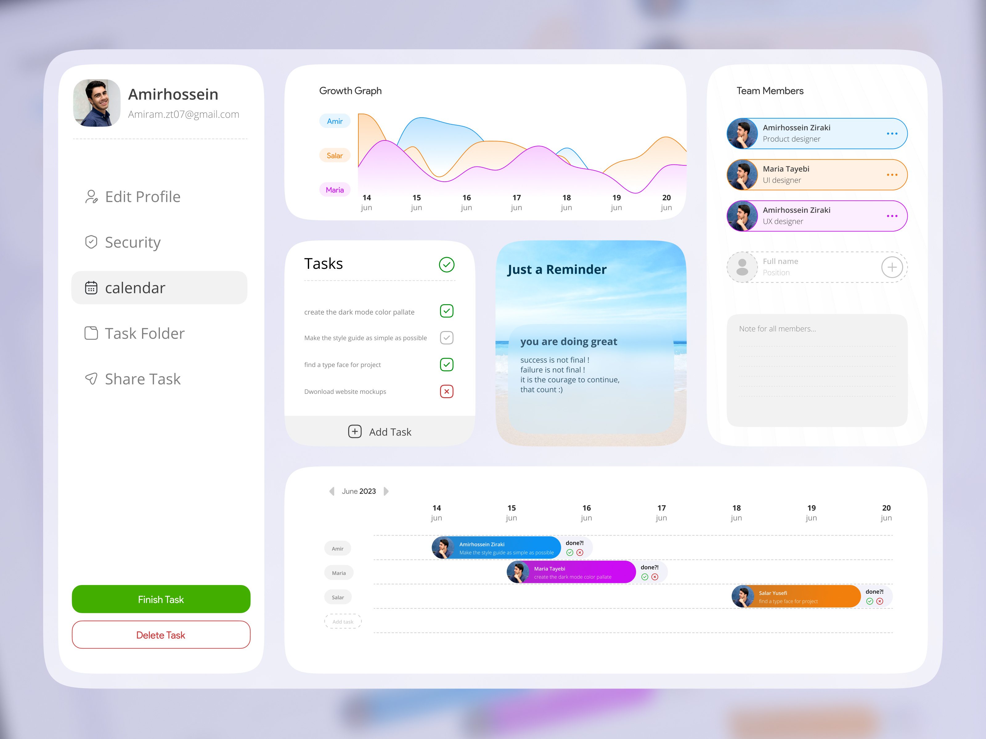 task management dashboard UI design by AmirHossein Ziraki on Dribbble