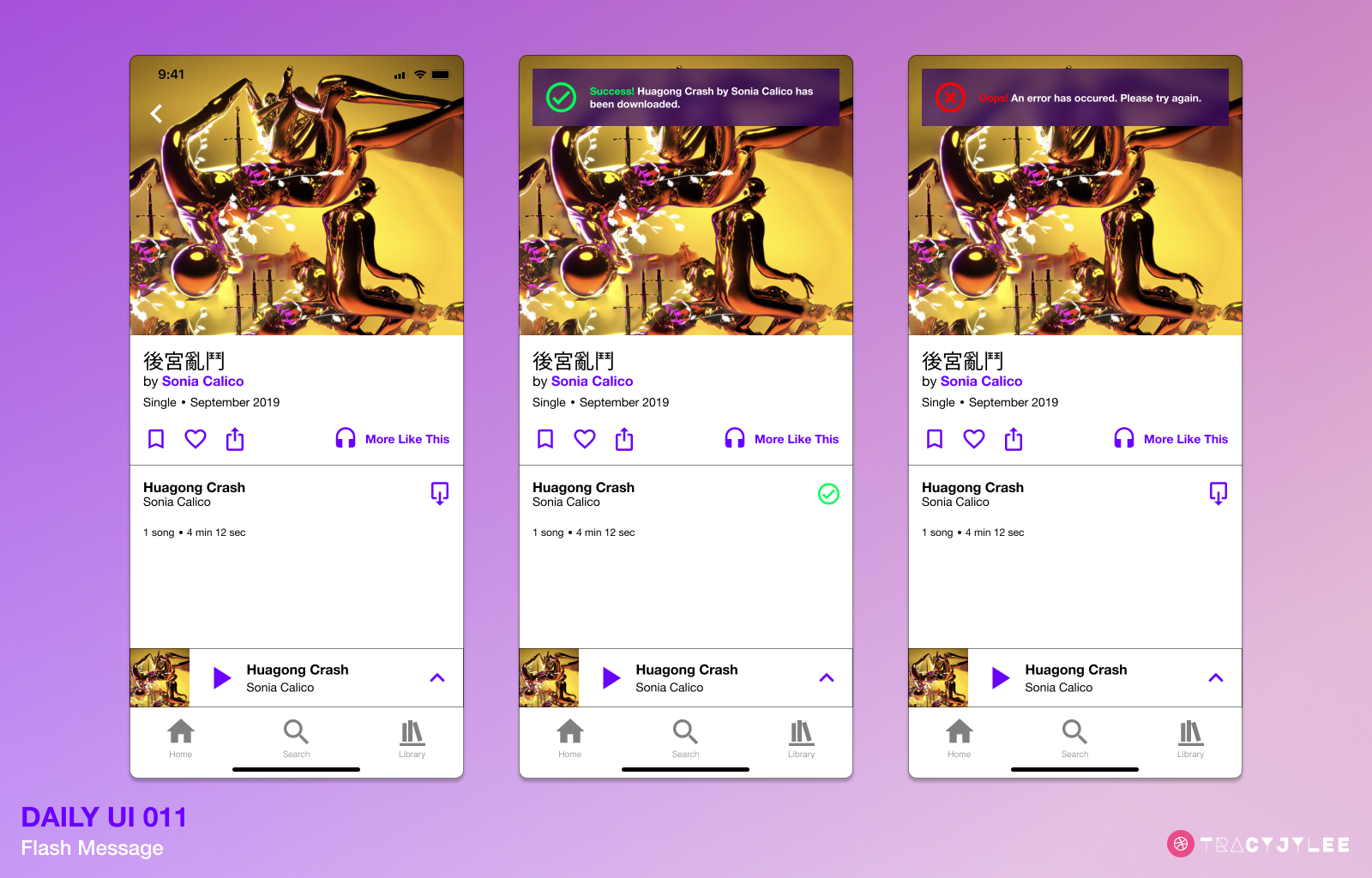Daily UI 011: Flash Message by Tracy Lee on Dribbble