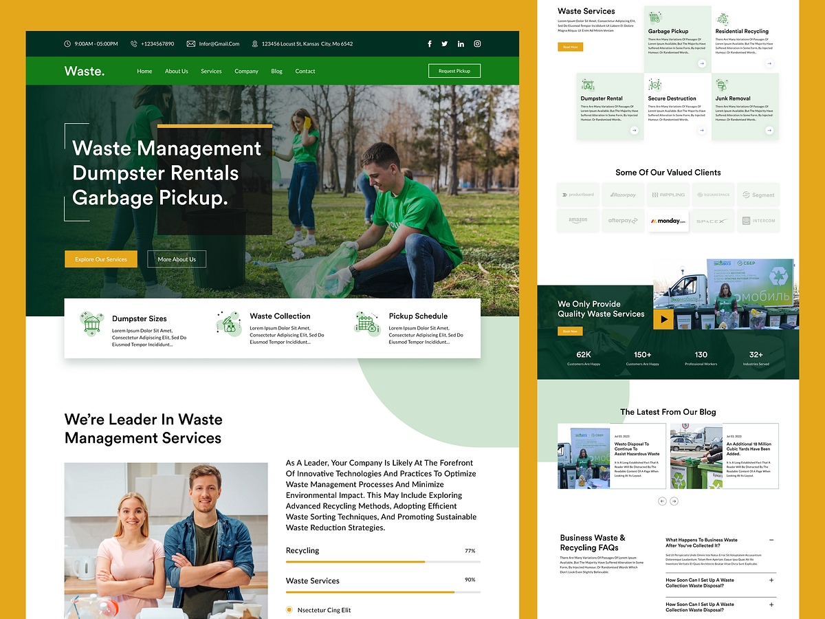 Waste - Management Web Design by UI/UX Magician on Dribbble