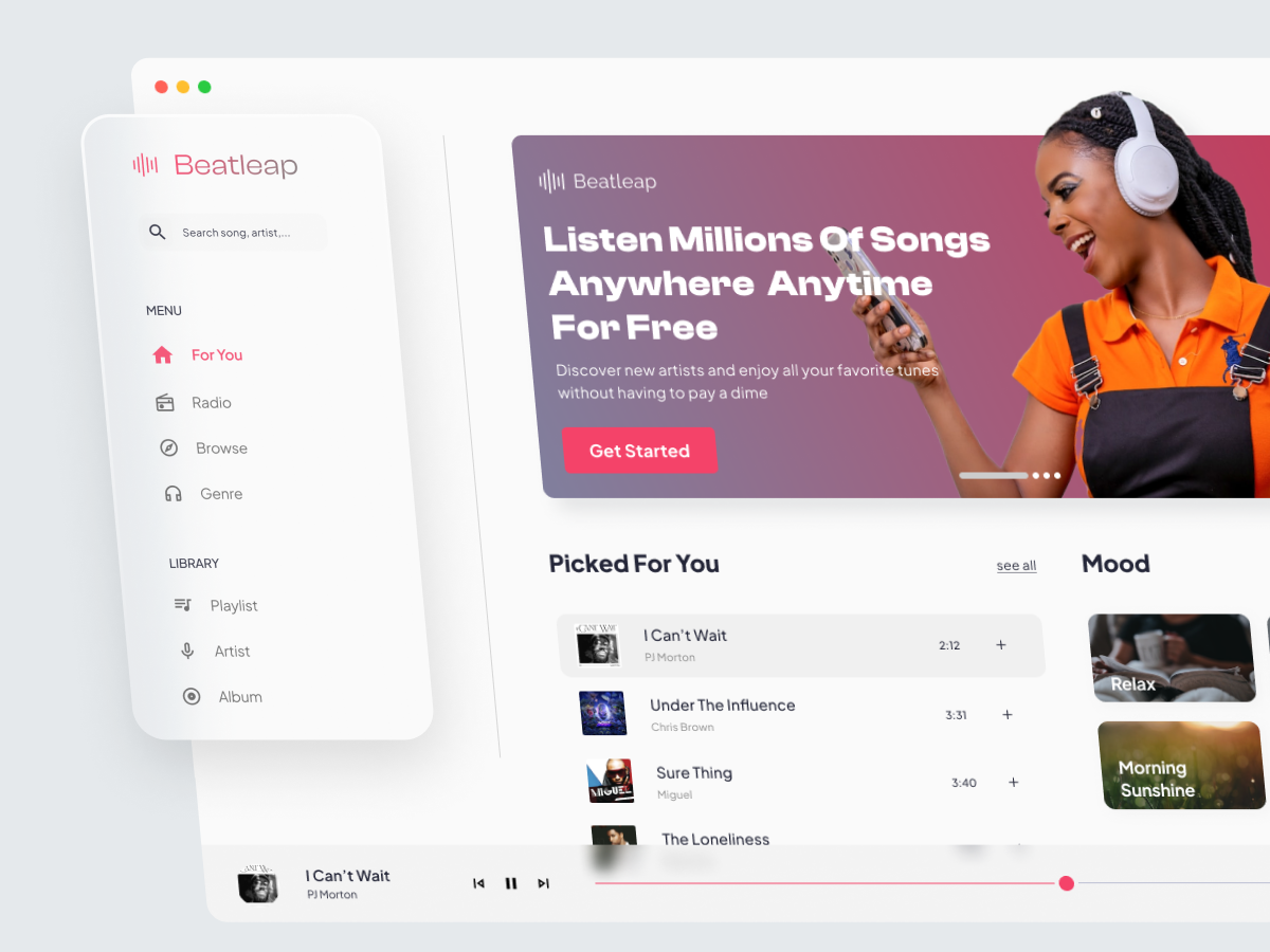 Beatleap - Music Player Home Page by Arif Priyambudi on Dribbble