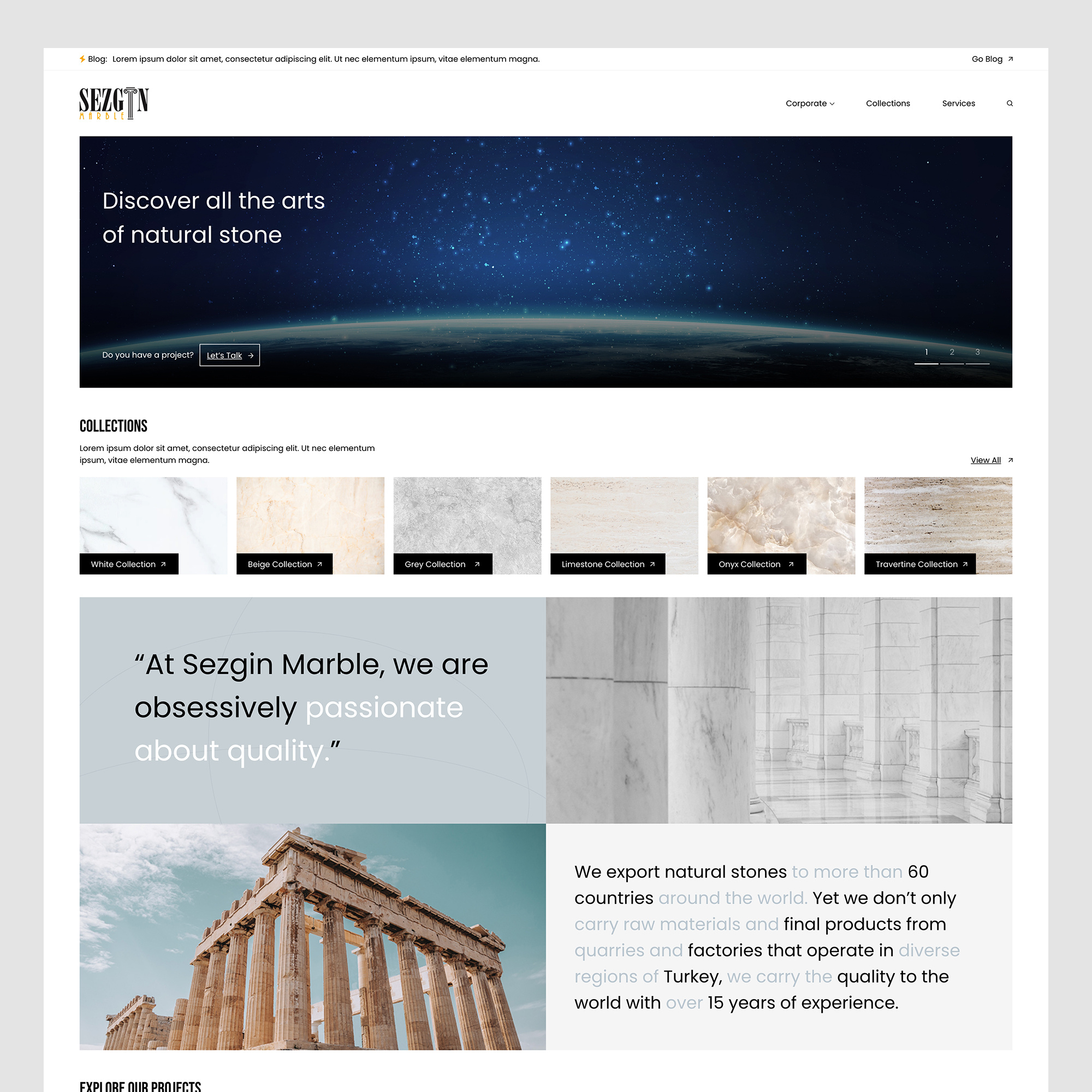 Sezgin Marble: Website by Cahit Boran Demir on Dribbble