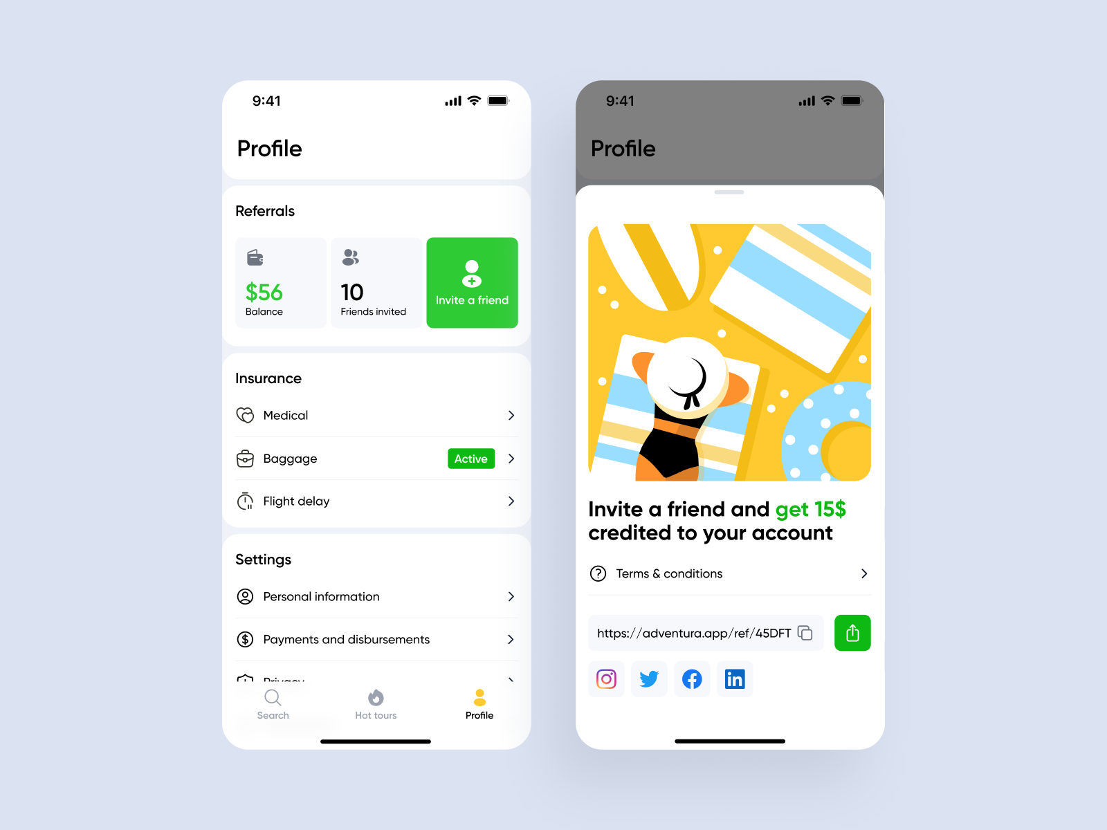 Travel agency mobile app | Referrals screen by Zoftify — Travel UI/UX ...
