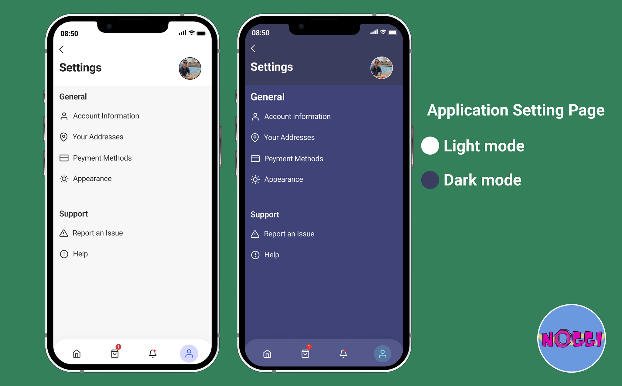 Mobile setting page ui design in light mode and dark mode by ...