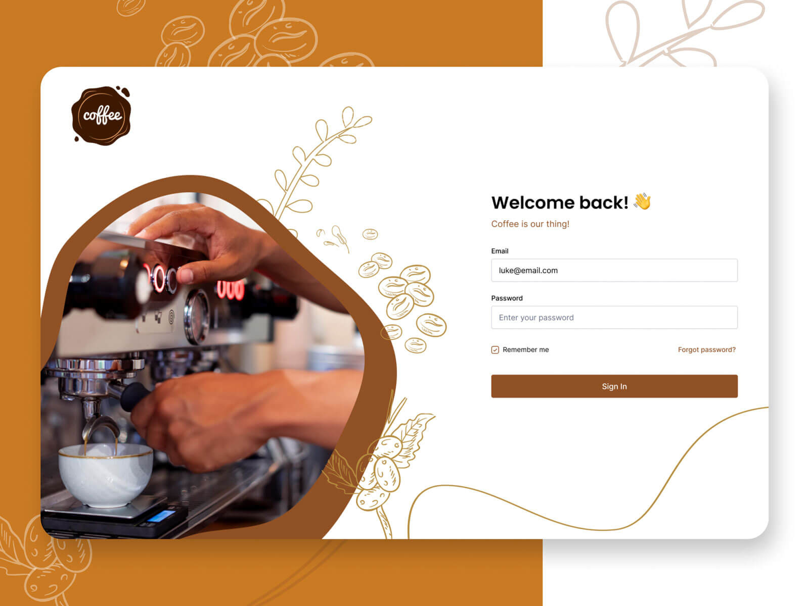 Café management login by Joan Gichuhi on Dribbble