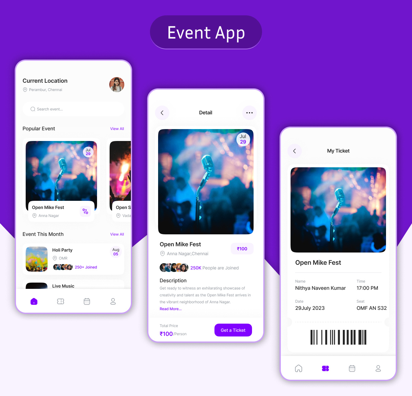 Event App by Varsha Ravisankar on Dribbble
