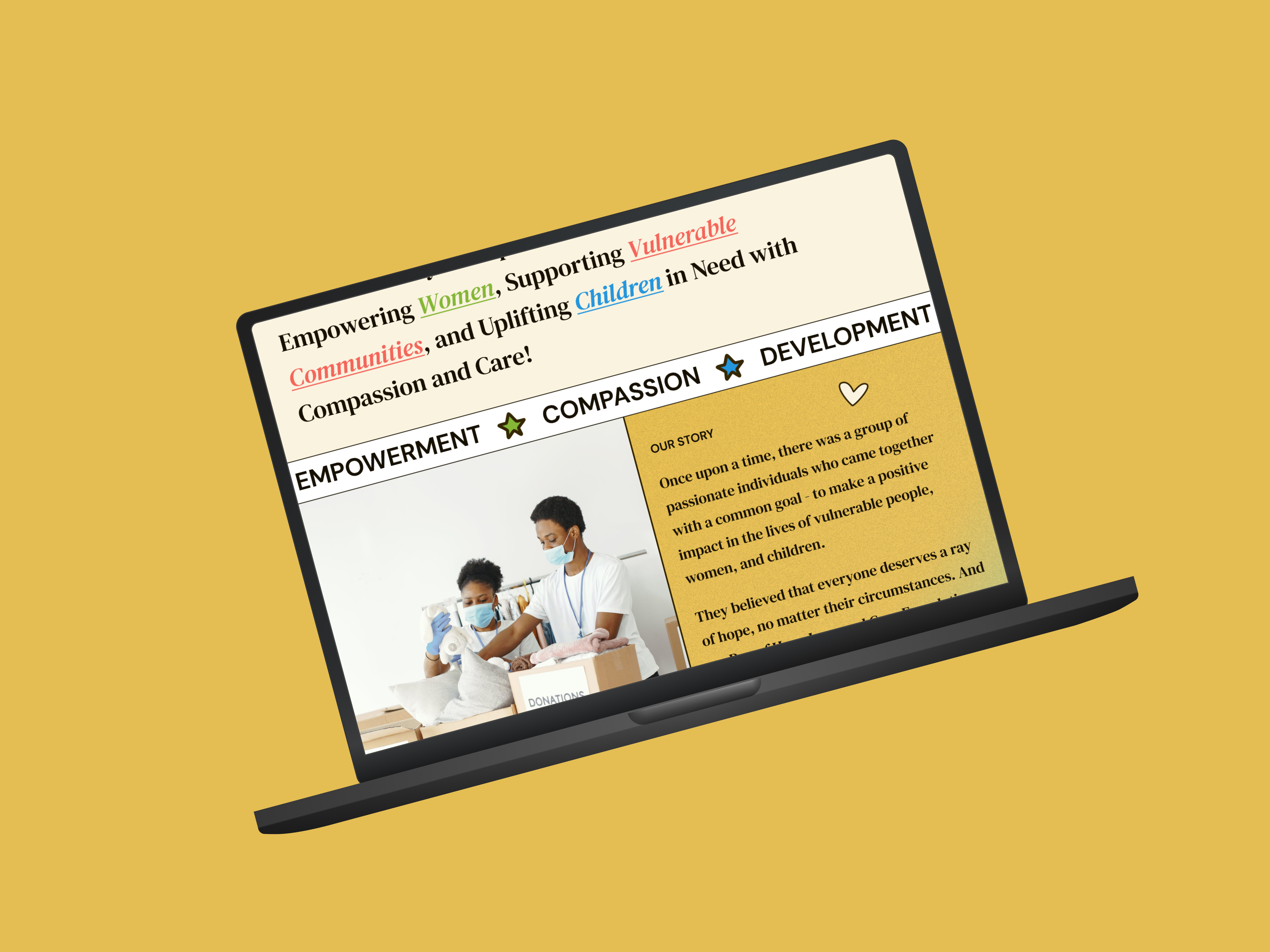 Landing page for a charity organization by Godspower Ebiowei Ehioze on Dribbble