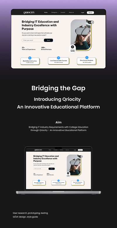 Qriocity an Educational platform landing page by Mahesh Verma on Dribbble