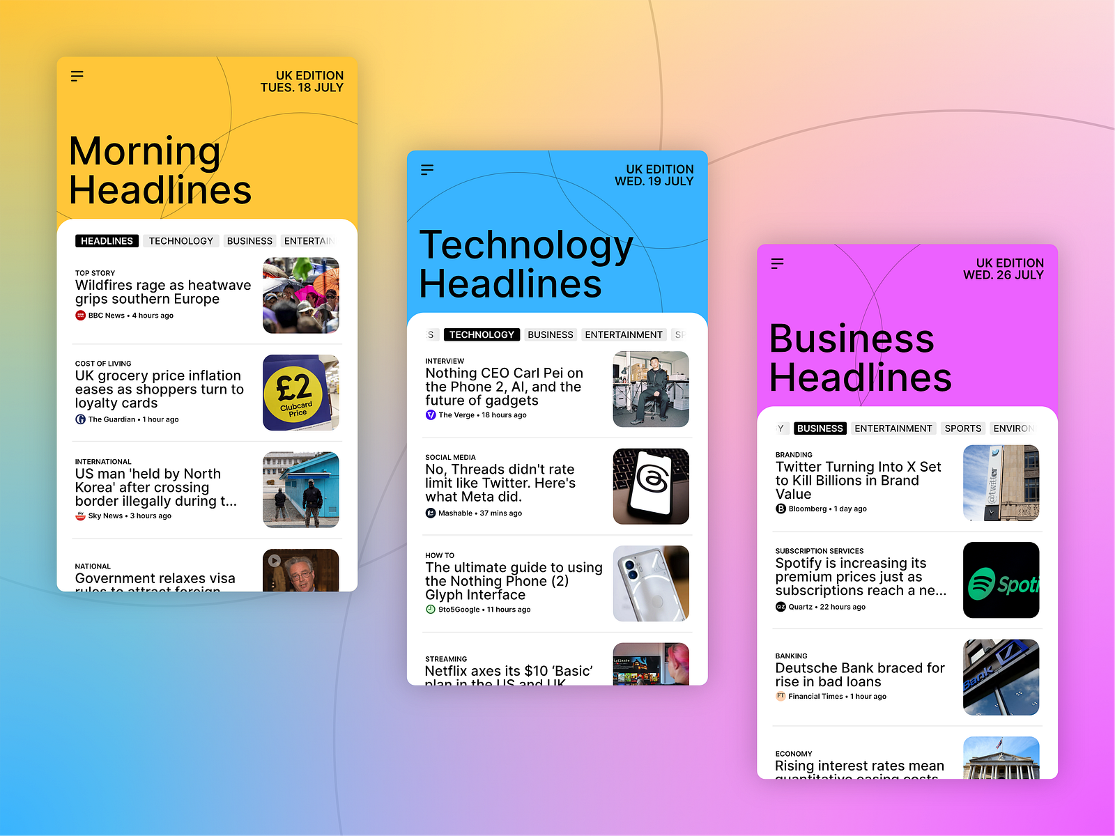 News App UI by Sean Wallace on Dribbble