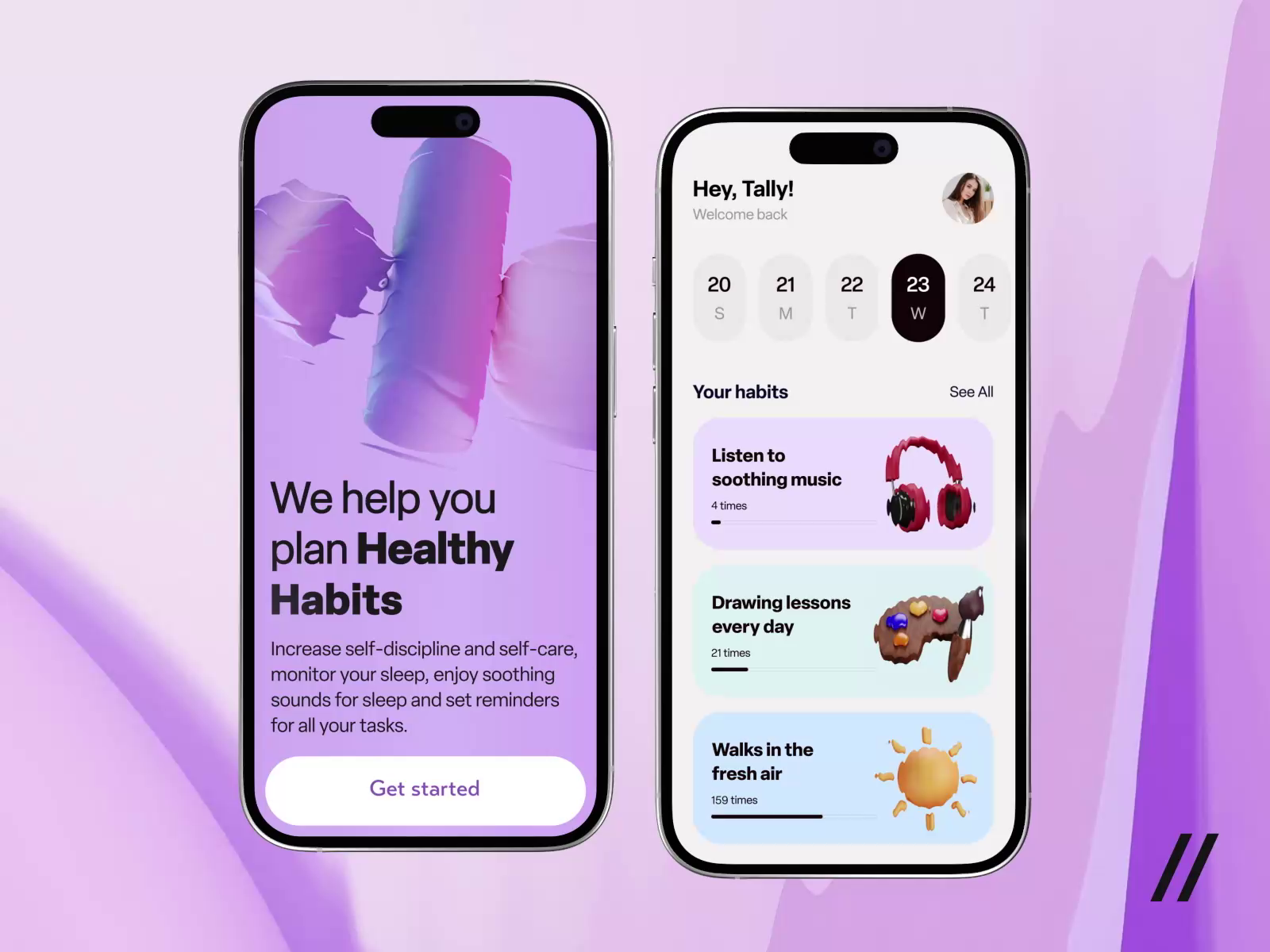 Habit Tracking App (iOS, Android) by Kristina Taskaeva on Dribbble