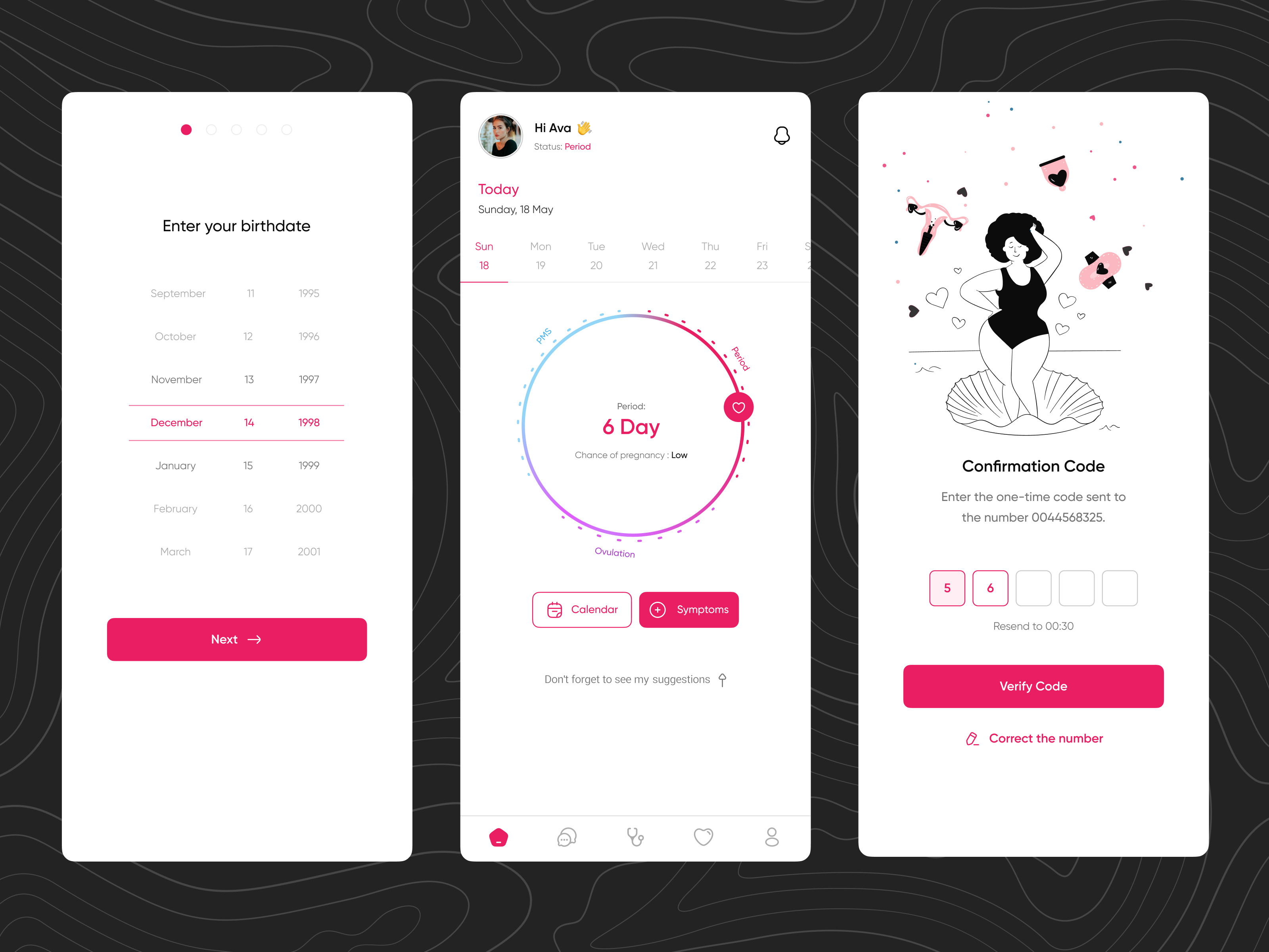 FemLife (Period Tracker App) by Yohan on Dribbble