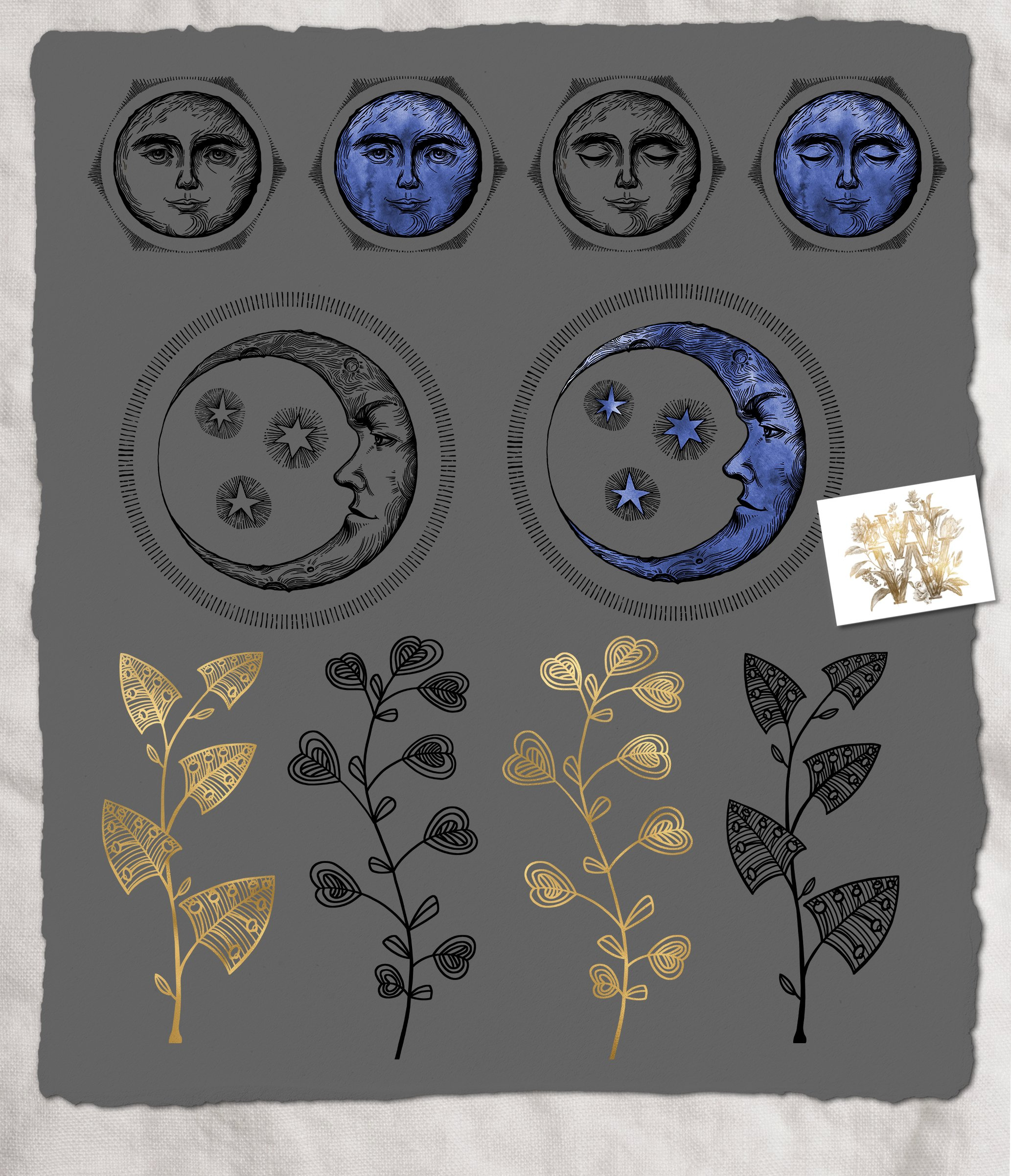 Lunar Phases, 49 Elements & Textures by RmdhaniDoni_ on Dribbble