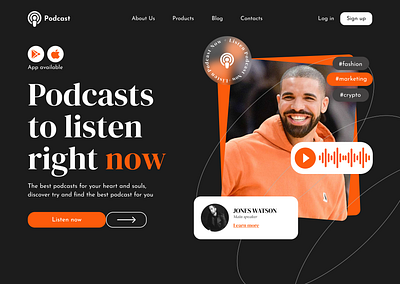 Podcast Landing Page UI by Agam Singh Sahni on Dribbble