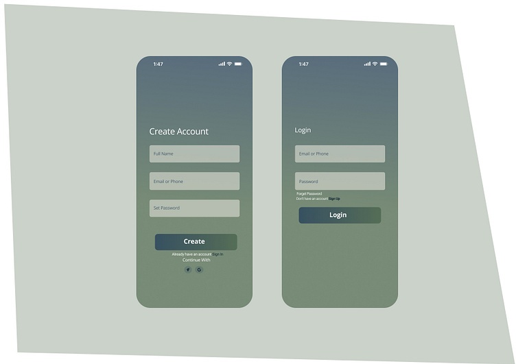 UI design screen for Create Account/ Login by Elvis G. Whenyou on Dribbble