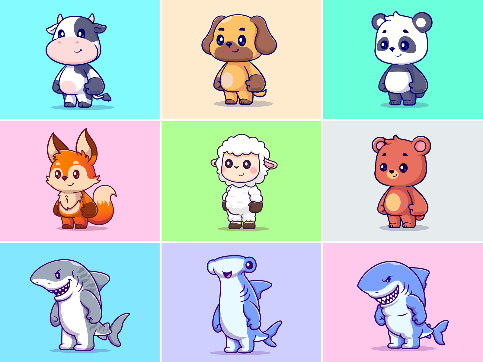 Animals Standing🐮🐻🦈 by catalyst on Dribbble