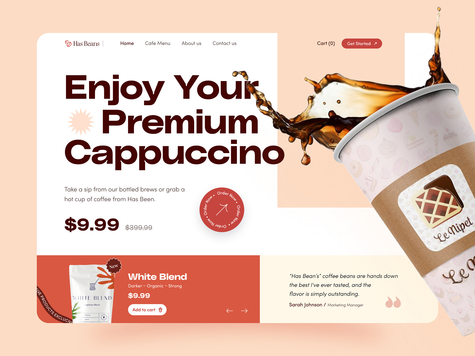Has Bean Coffee shop Web Header design by Tarik Eamin on Dribbble