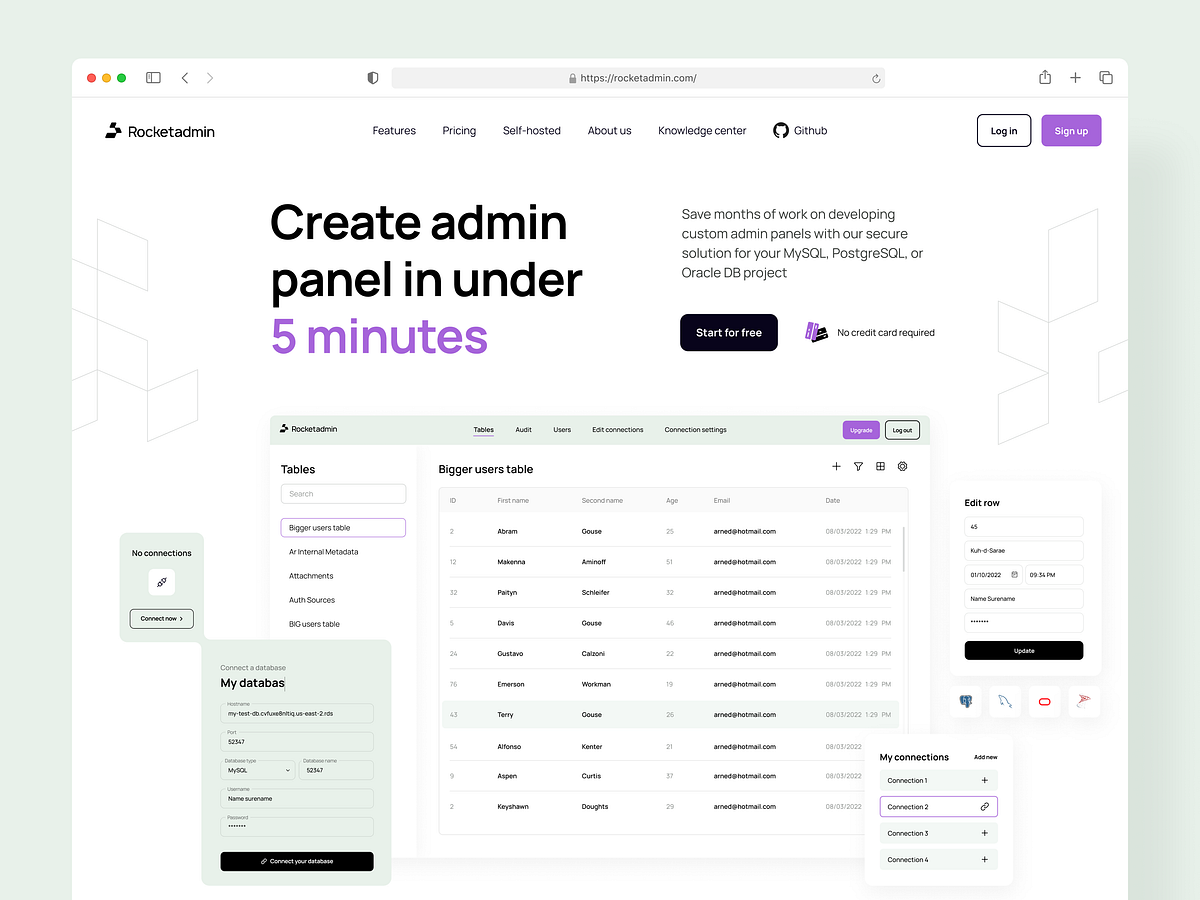 Rocketadmin: homepage, website, hero, mobile design by Viet Dang🇺🇦 for ...