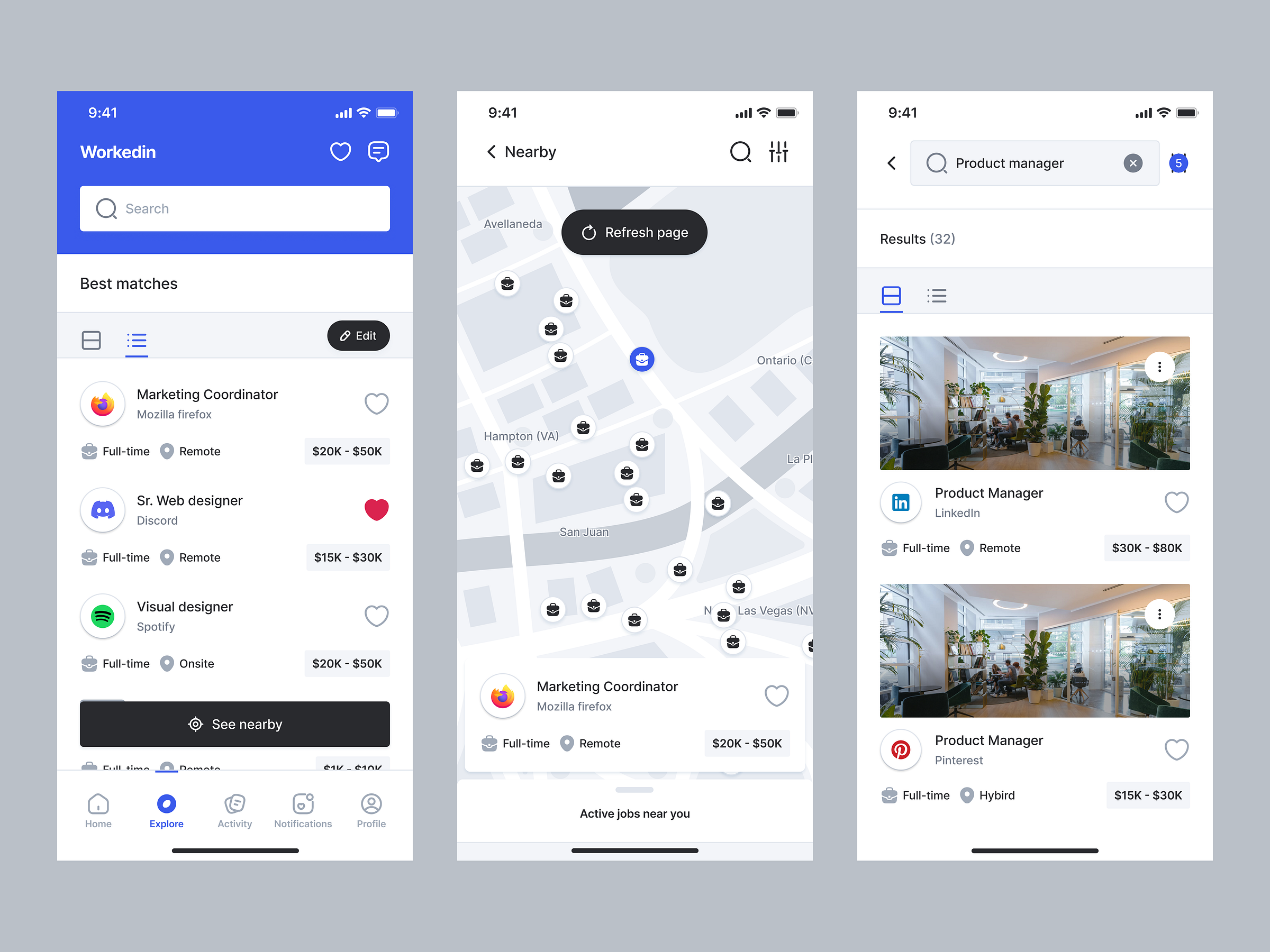 Workedin - Job Board Mobile App [Exploring Jobs] by Keitoto on Dribbble